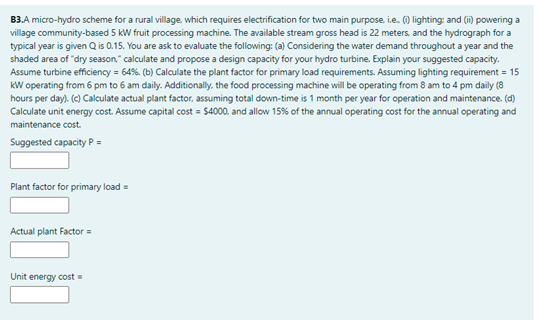 B3.A micro-hydro scheme for a rural village, which | Chegg.com