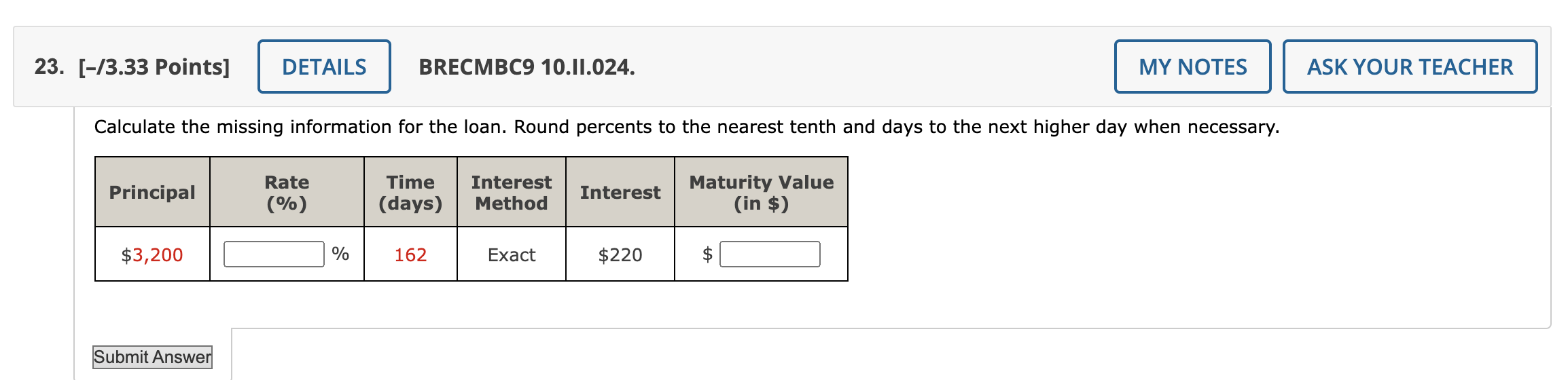 Solved Points]BRECMBC9 10.II.024.Calculate the missing | Chegg.com