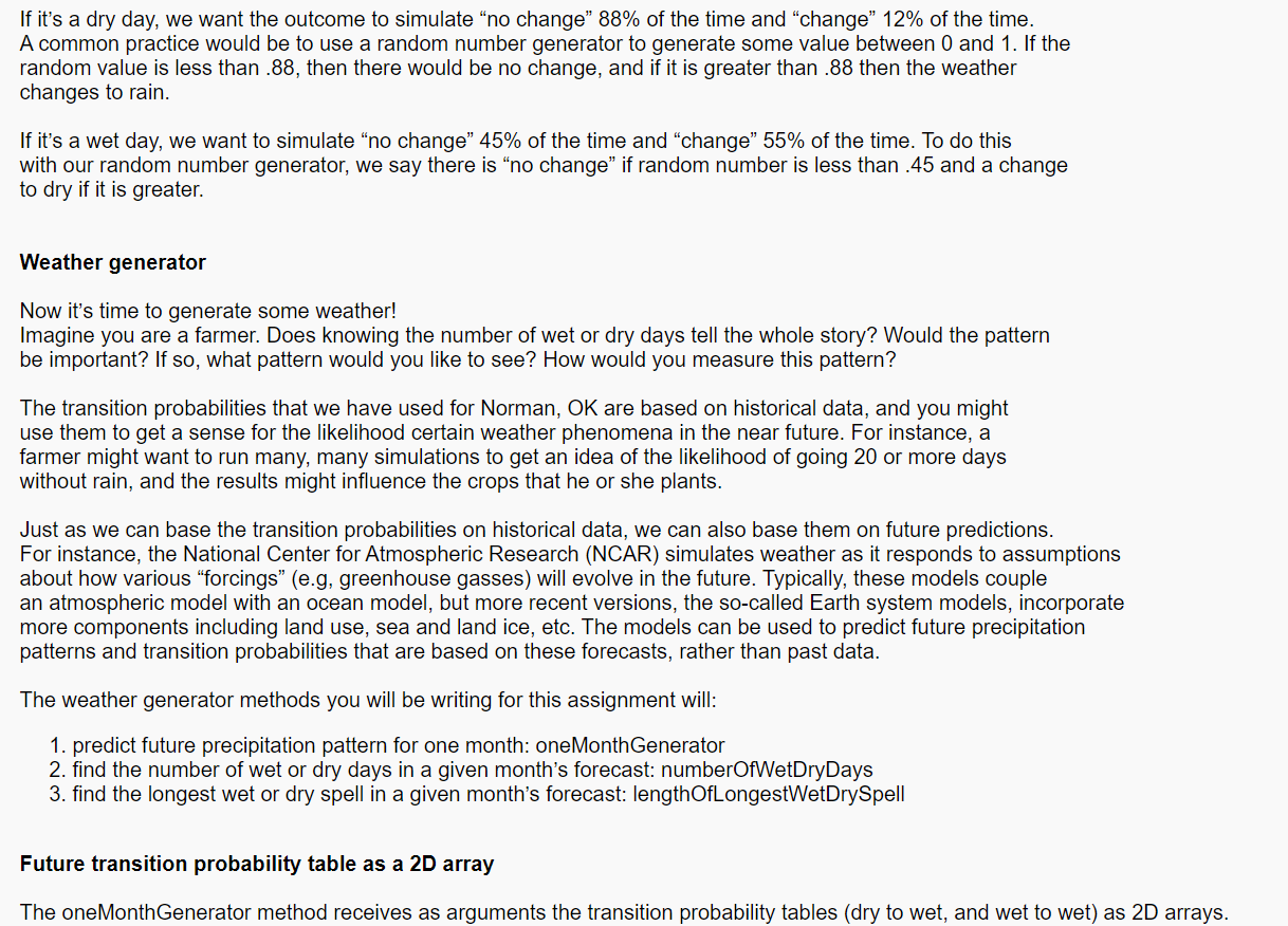 3. Weather Generator (40 points) Overview A weather | Chegg.com