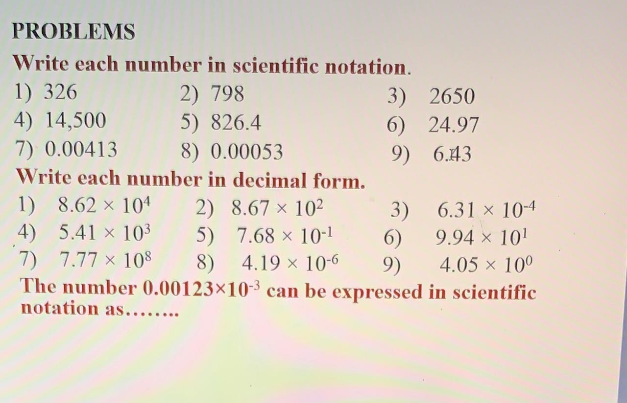 Solved PROBLEMS Write Each Number In Scientific Notation 1 Chegg