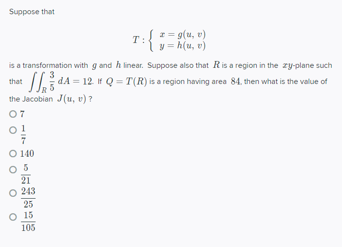 Solved Suppose that { x = g(u, v) T: y=h(u, v) is a | Chegg.com