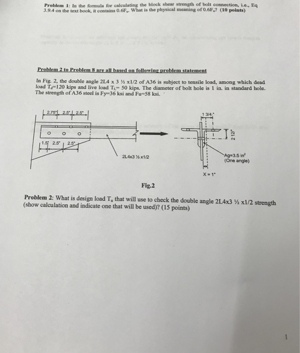 Solved Problem 1: In the formula for calculating the block | Chegg.com