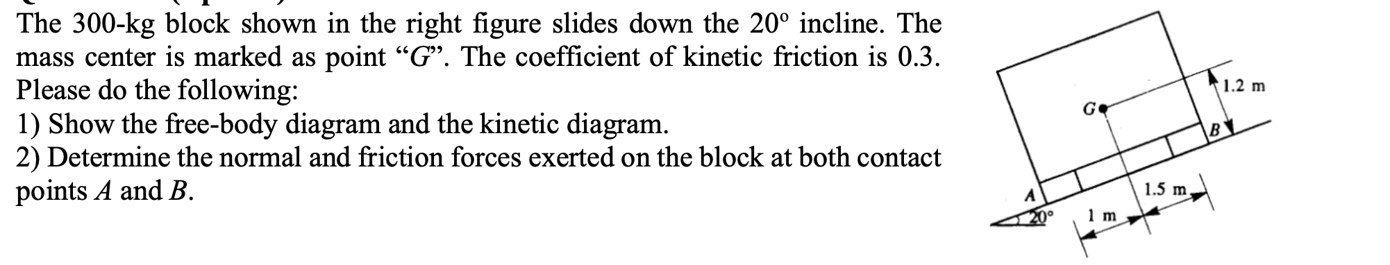 Solved The 300-kg ﻿block shown in the right figure slides | Chegg.com