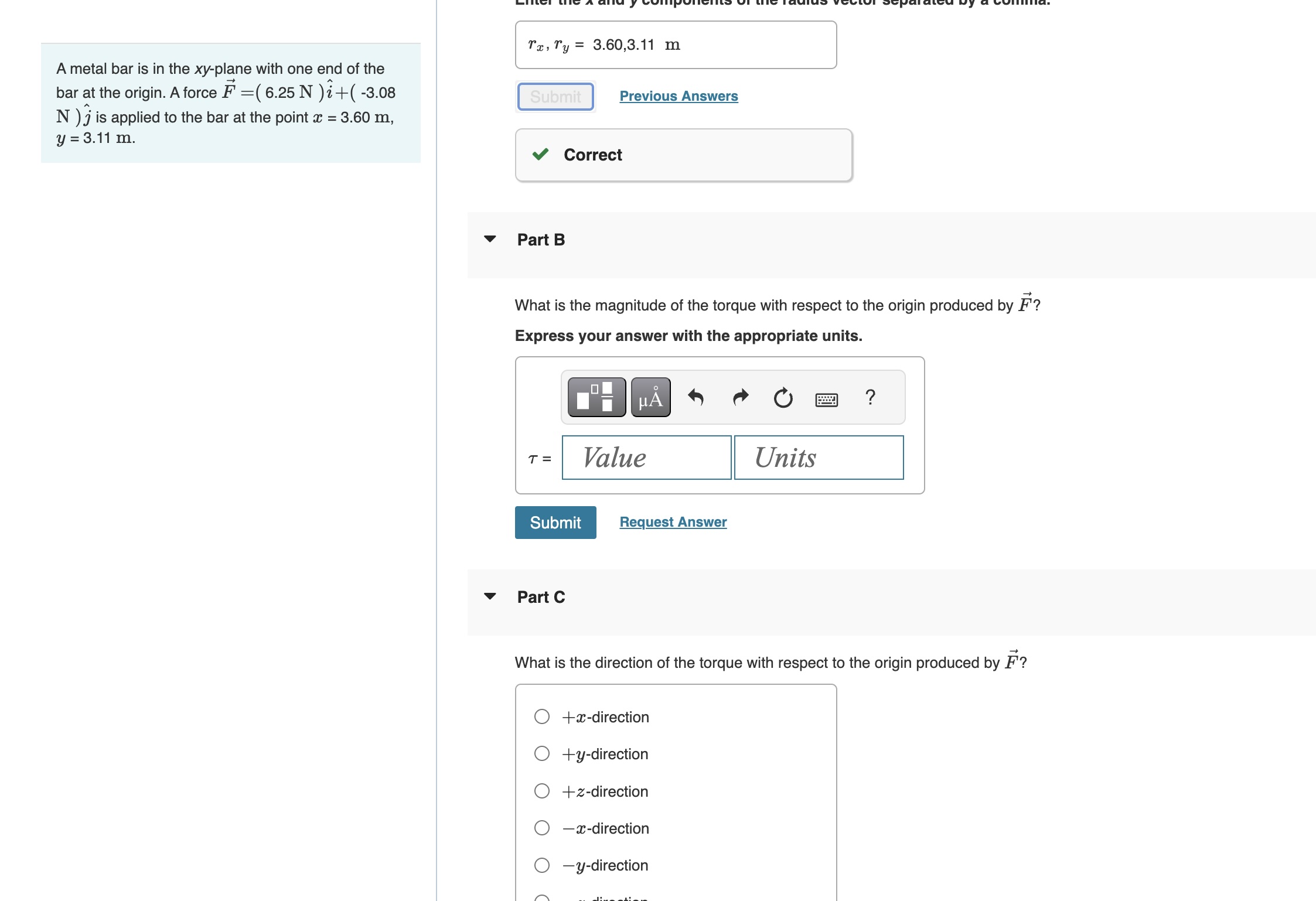 Solved A metal bar is in the xy-plane with one end of thebar | Chegg.com