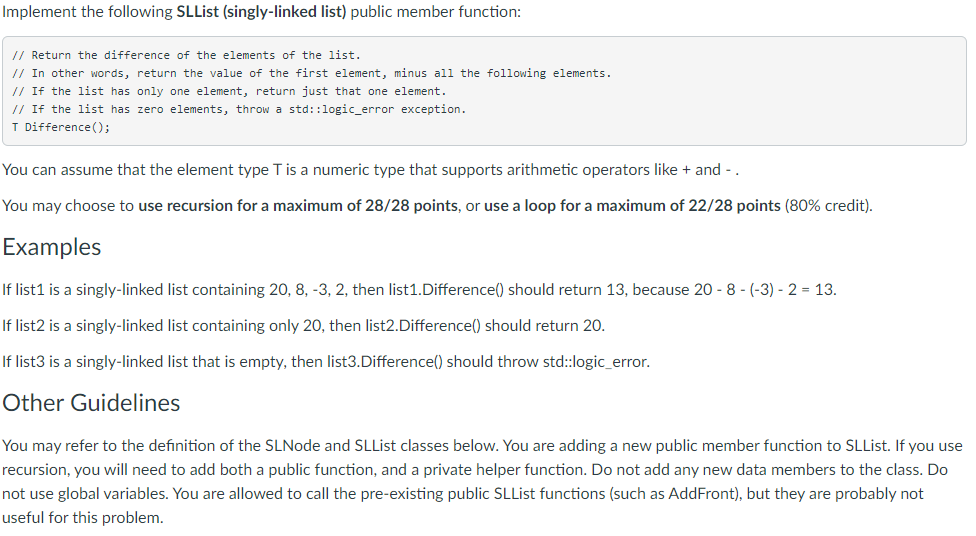 Solved Implement The Following Sllist Singly Linked List 