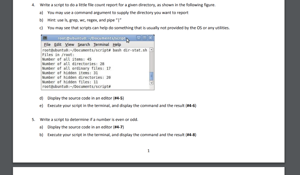 Solved 4. Write a script to do a little file count report | Chegg.com