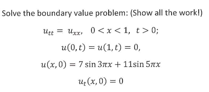 Solved Solve the boundary value problem: (Show all the | Chegg.com
