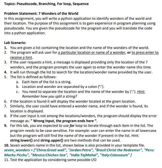 Solved Topics Pseudocode Branching For Loop Sequence 