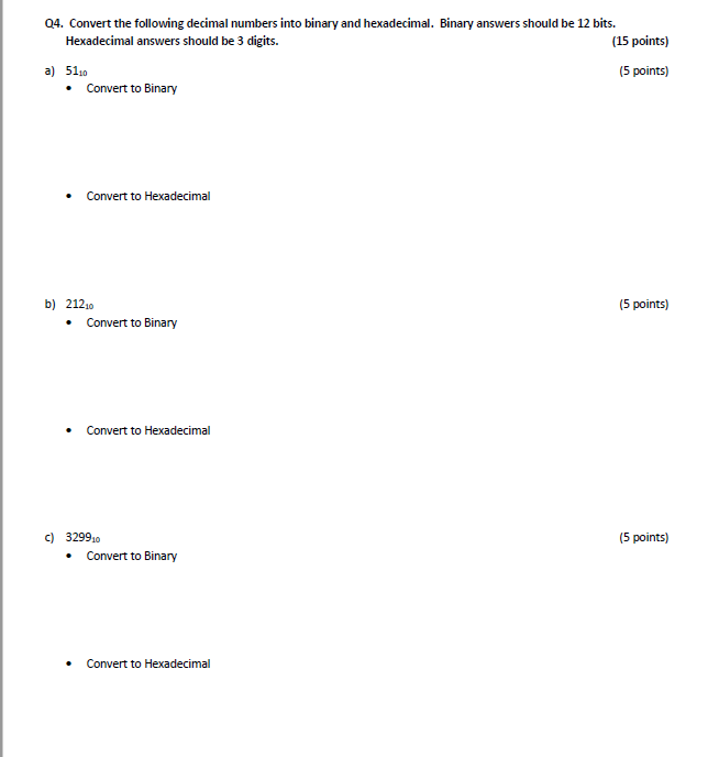 Solved Q4. Convert the following decimal numbers into binary | Chegg.com