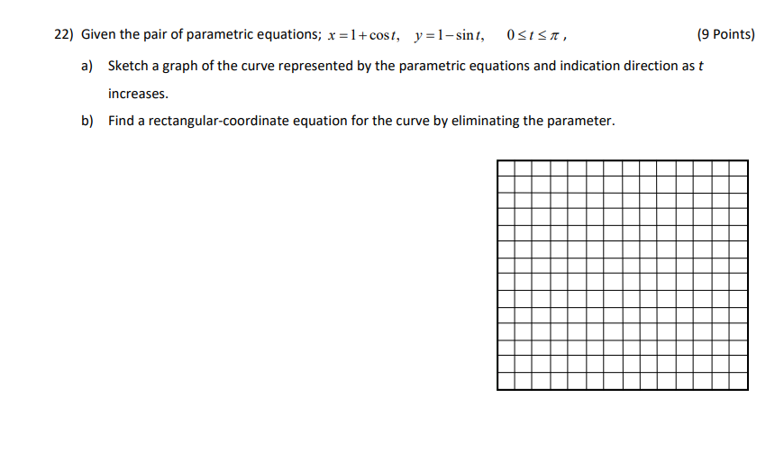 Solved 22) Given the pair of parametric equations; | Chegg.com