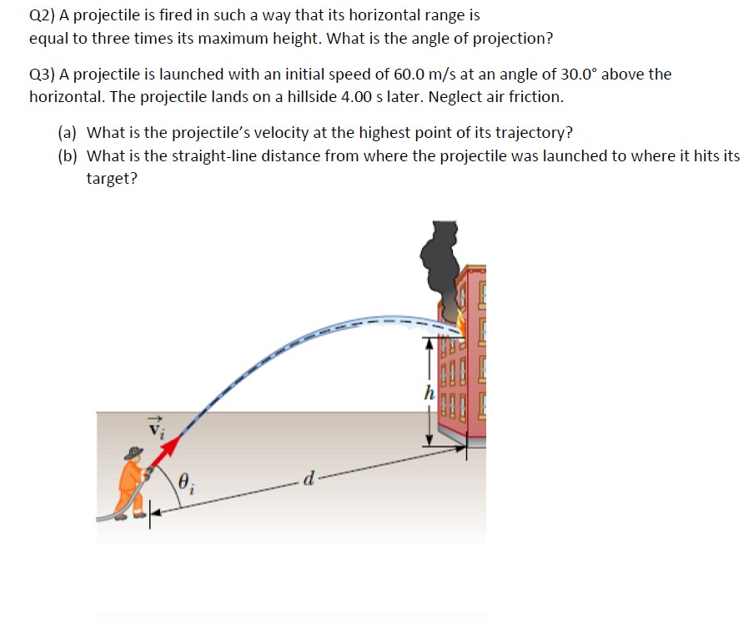 Solved Q2) ﻿A projectile is fired in such a way that its | Chegg.com