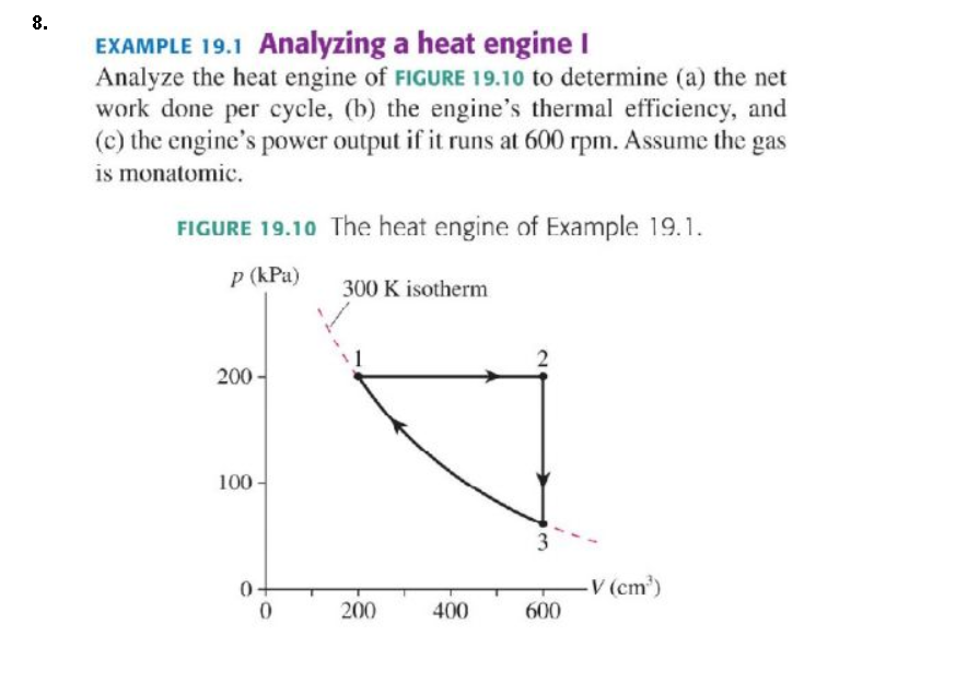 Solved EXAMPLE 19.1 Analyzing a heat engine Analyze the heat | Chegg.com