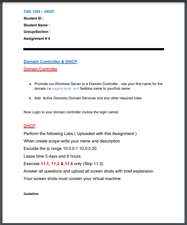 DHCP Perform the following Labs ( Uploaded with this | Chegg.com