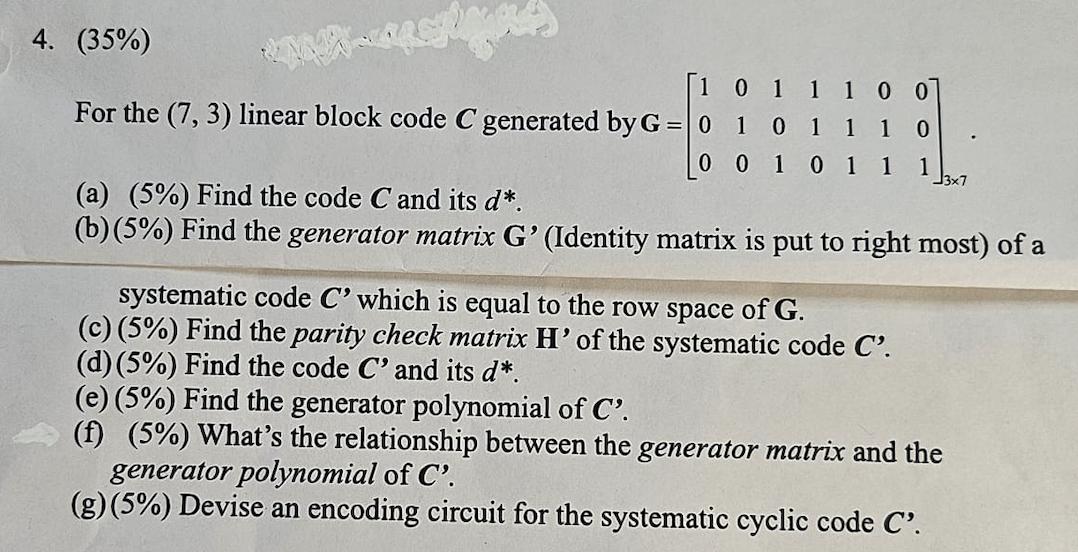 Solved it's a question about error correcting code in | Chegg.com