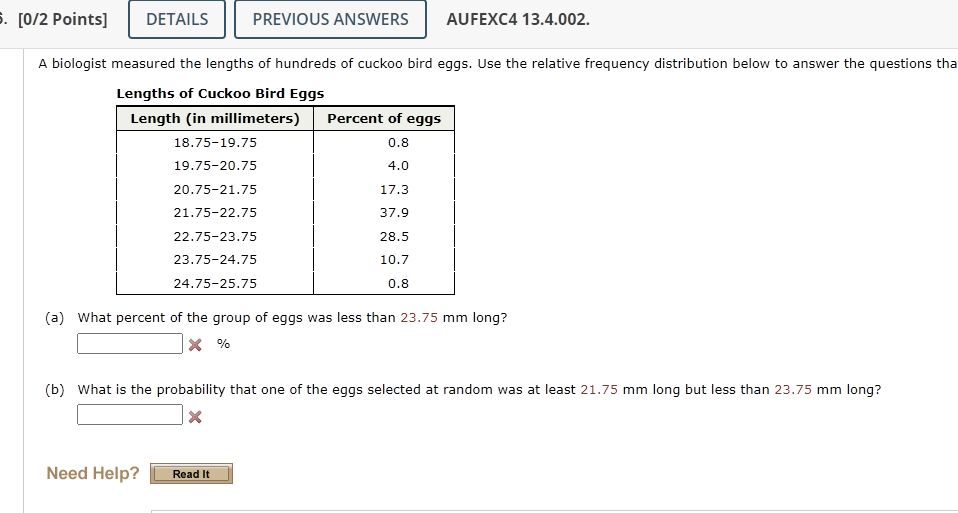 Solved 5. [0/2 points) DETAILS PREVIOUS ANSWERS AUFEXC4 | Chegg.com