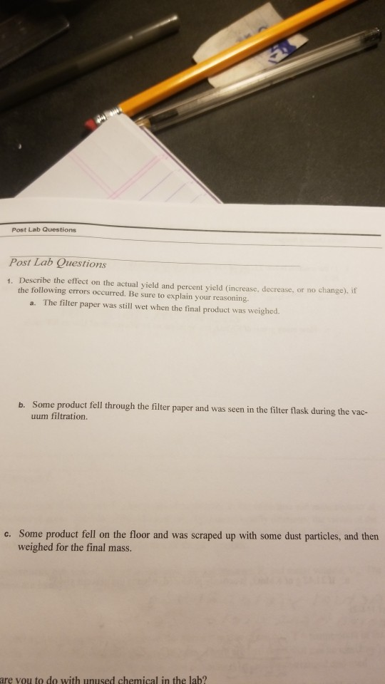 Solved Post Lab Questions Post Lab Questions 1. Describe the | Chegg.com