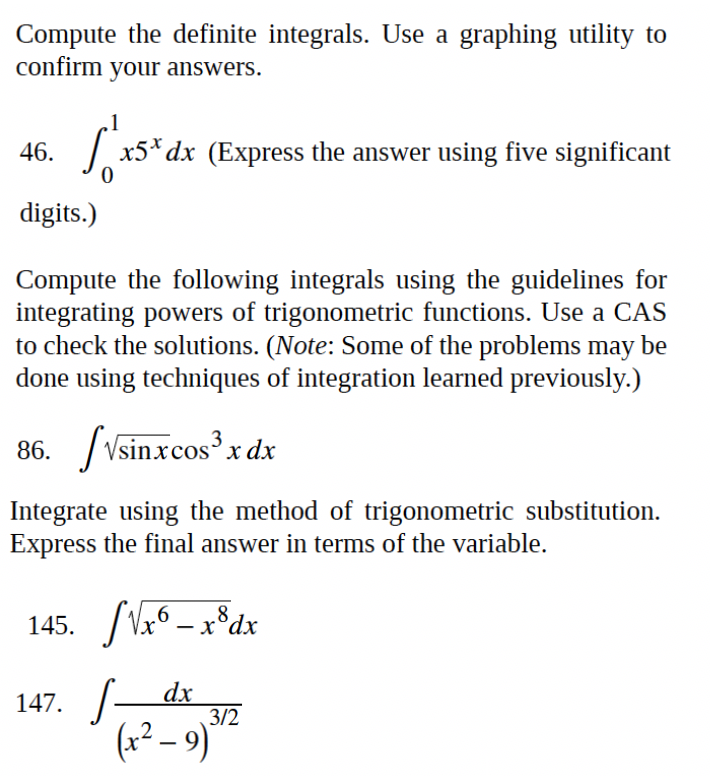 Solved Compute the definite integrals. Use a graphing | Chegg.com