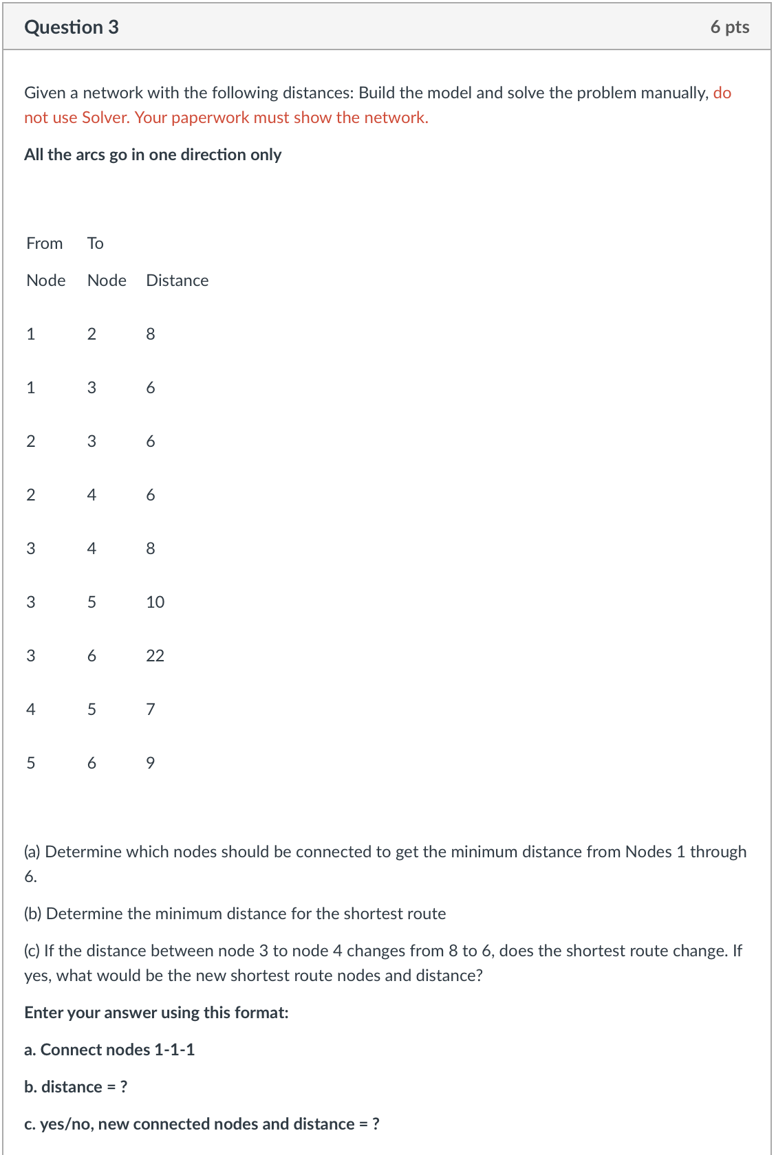 Solved Given a network with the following distances: Build | Chegg.com