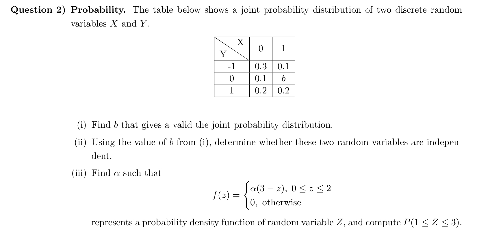 Solved a 2) Probability. The table below shows a joint | Chegg.com