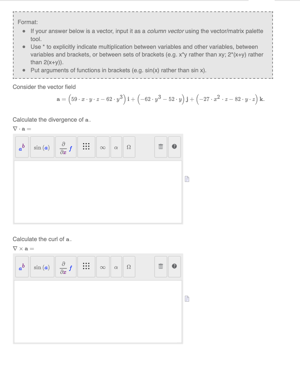 Solved Format: • If your answer below is a vector, input it | Chegg.com