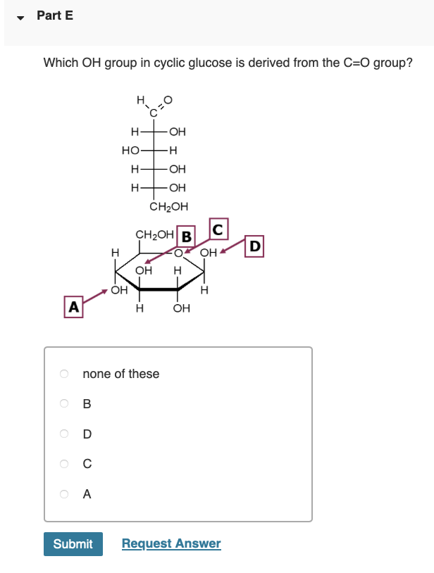 Solved Which OH ﻿group in cyclic glucose is derived from the | Chegg.com