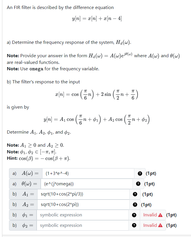 Solved An ﻿FIR filter is ﻿described by ﻿the difference | Chegg.com