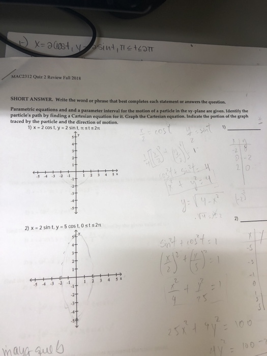 Solved MAC2312 Quiz 2 Review Fall 2018 SHORT ANSWER. Write | Chegg.com