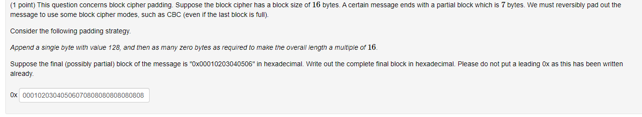 Solved (1 point) This question concerns block cipher | Chegg.com