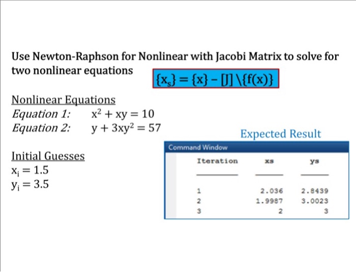 Solved Use Newton-Raphson for Nonlinear with Jacobi Matrix | Chegg.com