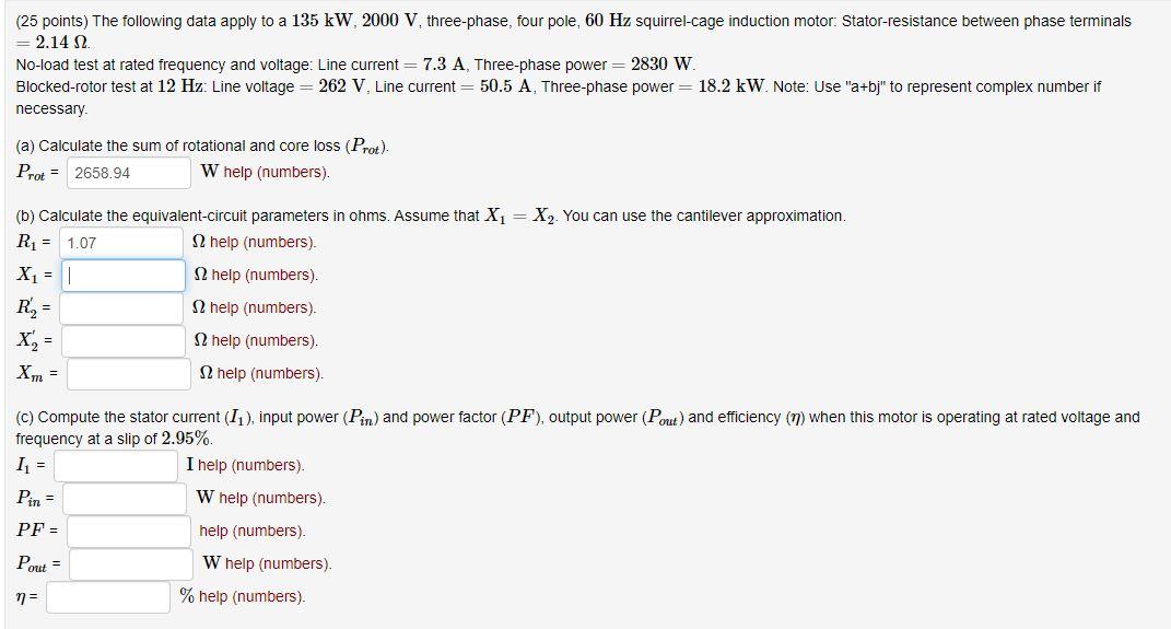 Solved (25 points) The following data apply to a 135 kW, | Chegg.com