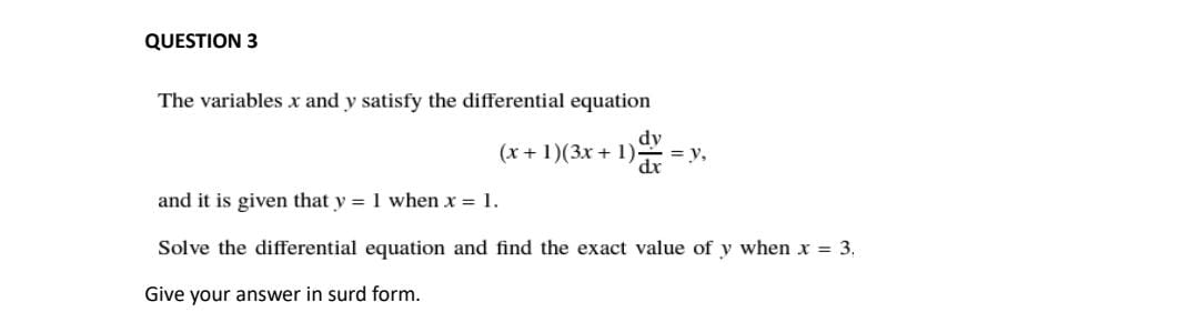 Solved The variables x and y satisfy the differential | Chegg.com