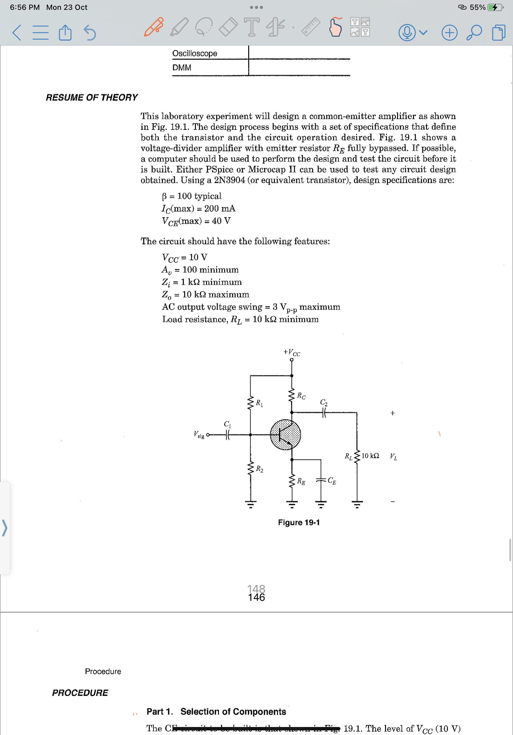 Solved Design of Common-Emitter Amplifiers Substituting into | Chegg.com