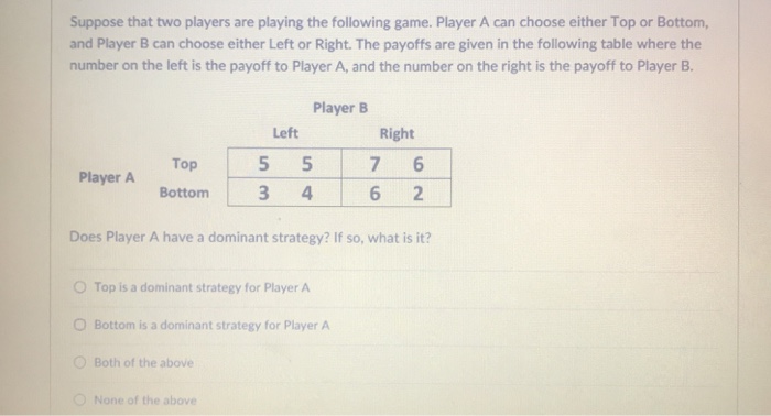 Solved and Player B can choosete following game and Player B | Chegg.com