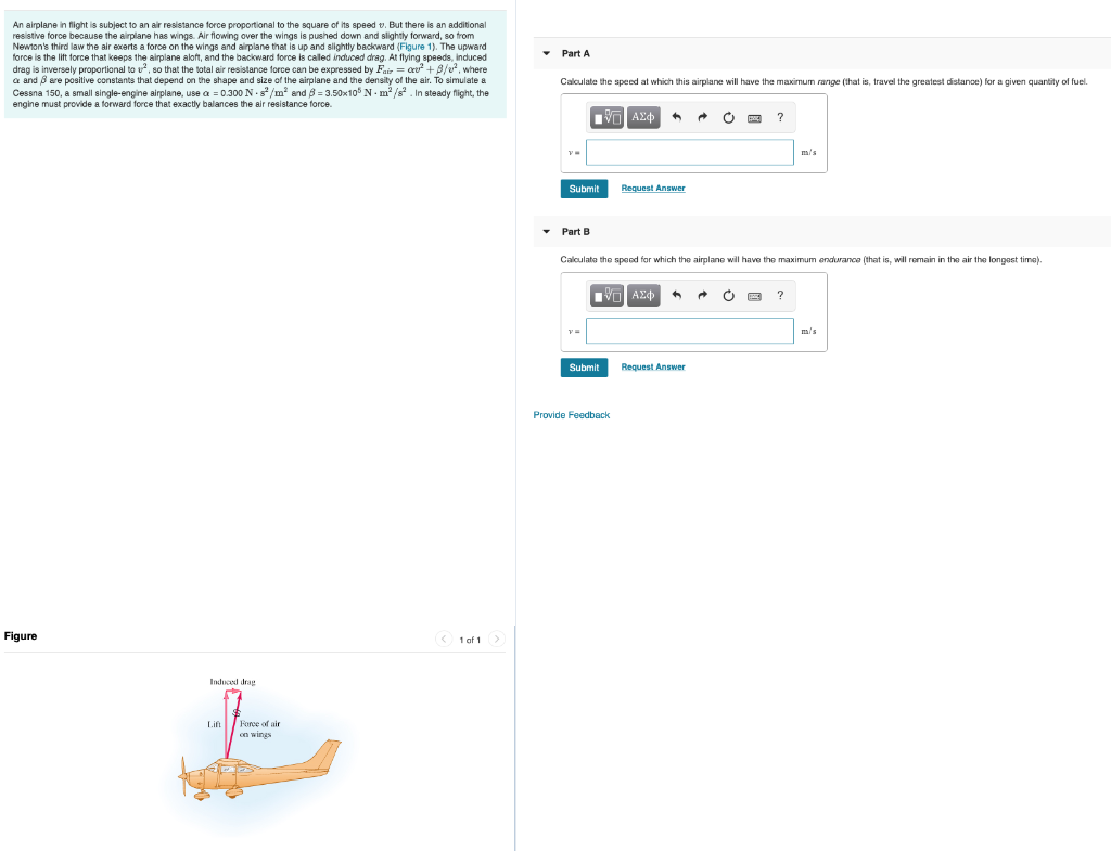 Solved An airplane in flight is subject to an air resistance | Chegg.com