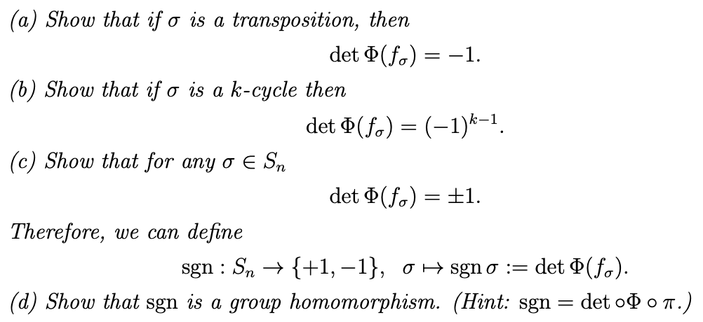 Solved (Signs of permutations) Recall that the determinant | Chegg.com