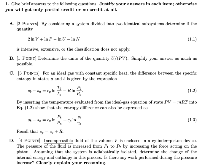 Solved 1. Give brief answers to the following questions. | Chegg.com
