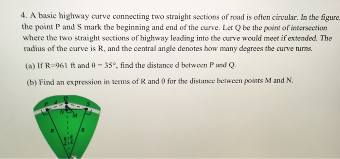 Solved 4. A basic highway curve connecting two straight | Chegg.com