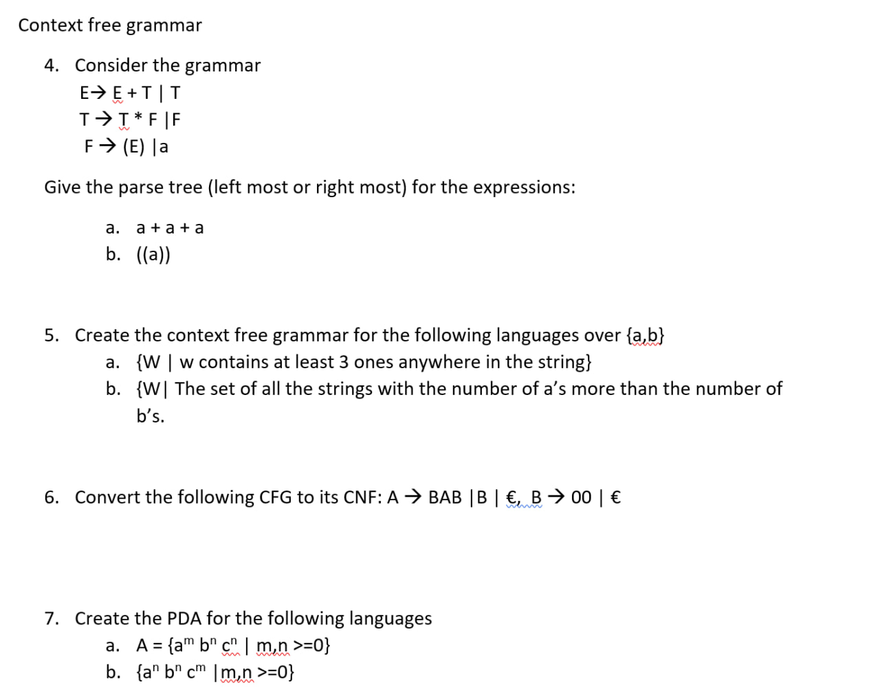 Solved Context free grammar 4. Consider the grammar | Chegg.com
