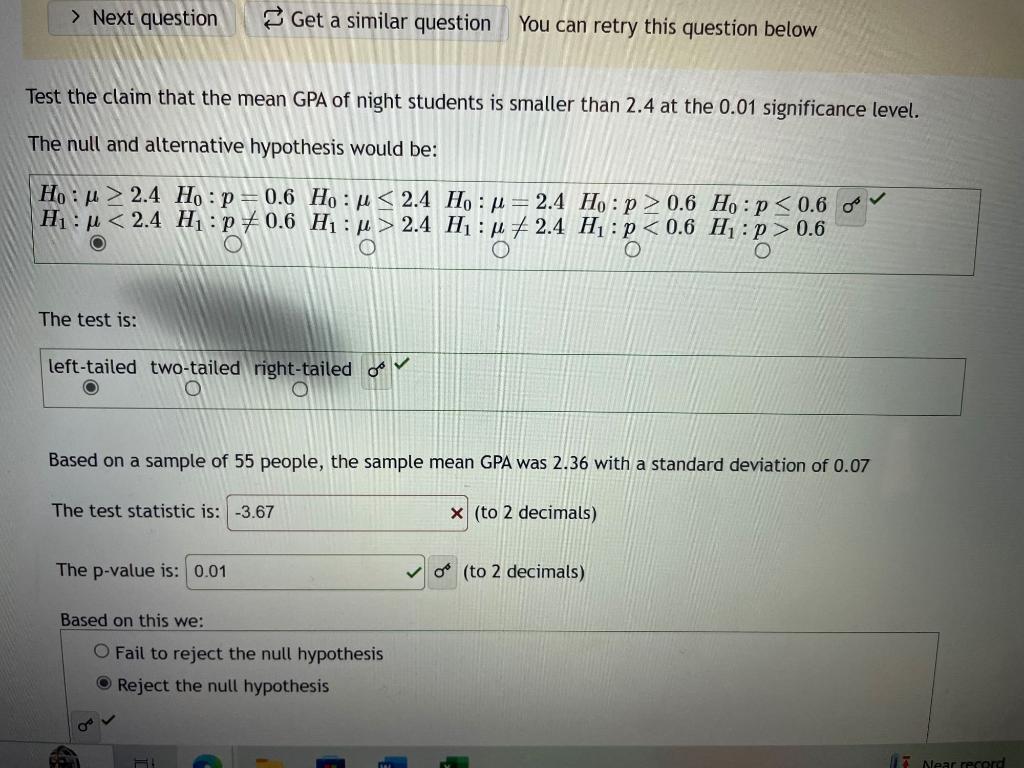 Solved You can retry this question below Test the claim that | Chegg.com