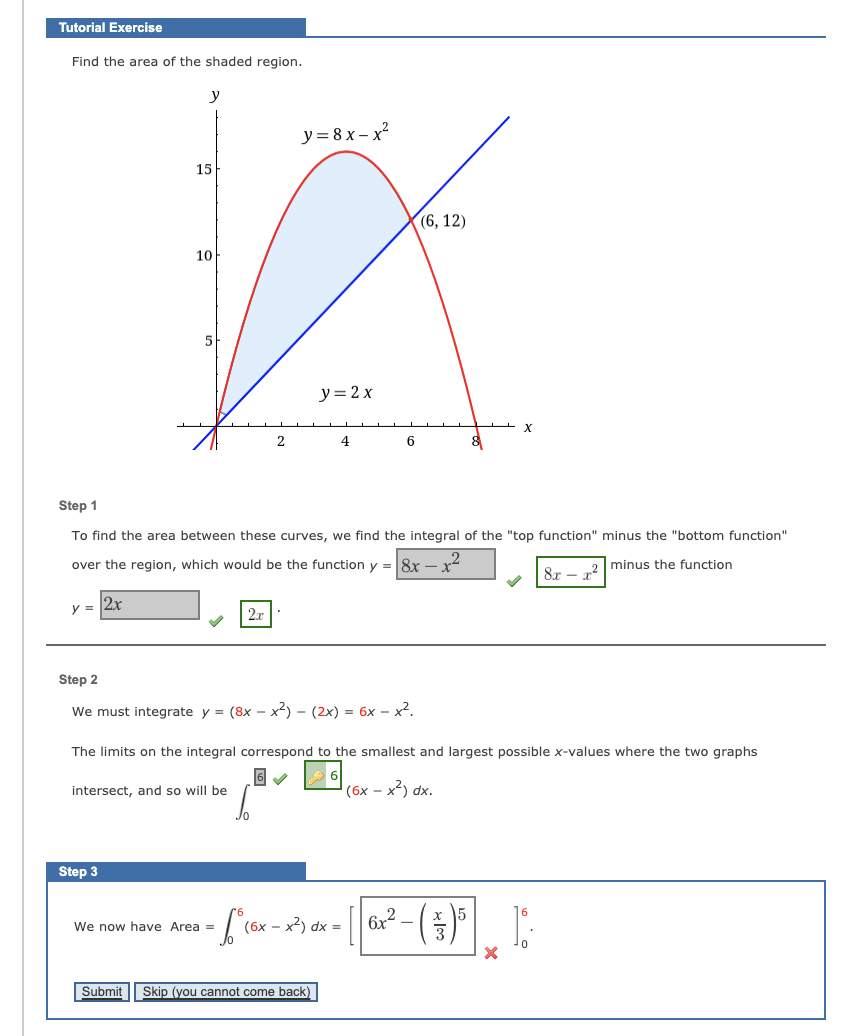 Solved Tutorial Exercise Find the area of the shaded region. | Chegg.com Solved Tutorial Exercise Find the area of the shaded region. | Chegg.com