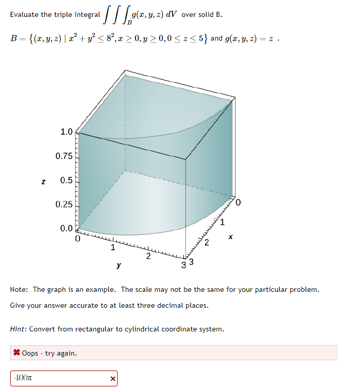 Solved Evaluate the triple integral ∭Bg(x,y,z)dV over solid | Chegg.com