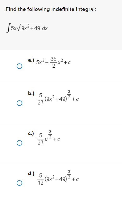 Solved Find the following indefinite | Chegg.com