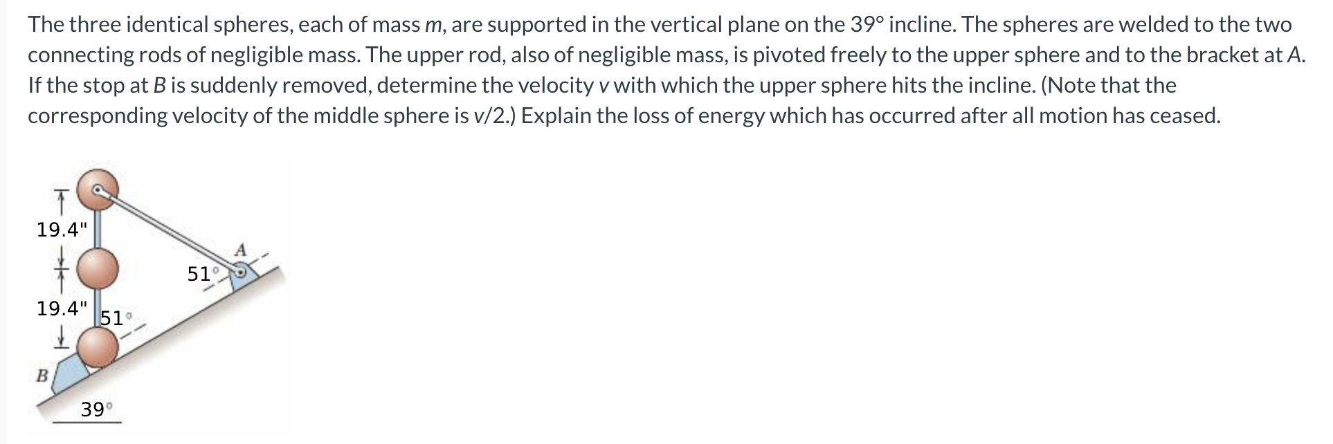 Solved The three identical spheres, each of mass m, ﻿are | Chegg.com