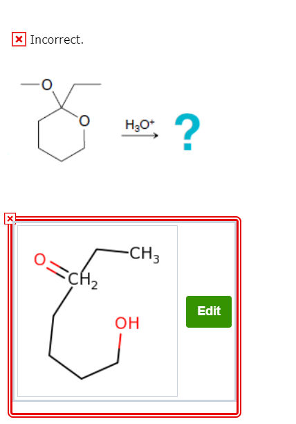 Solved x Incorrect. H2O+ -CH3 Edit OH Practice the Skill | Chegg.com