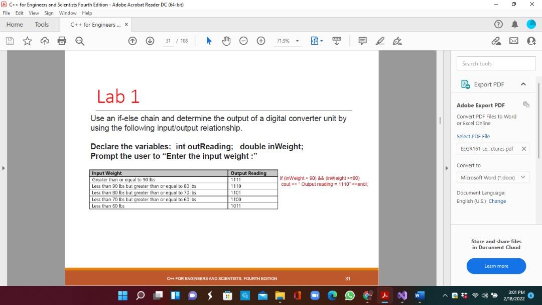 Solved х C++ for Engineers and Scientists Fourth Edition - | Chegg.com