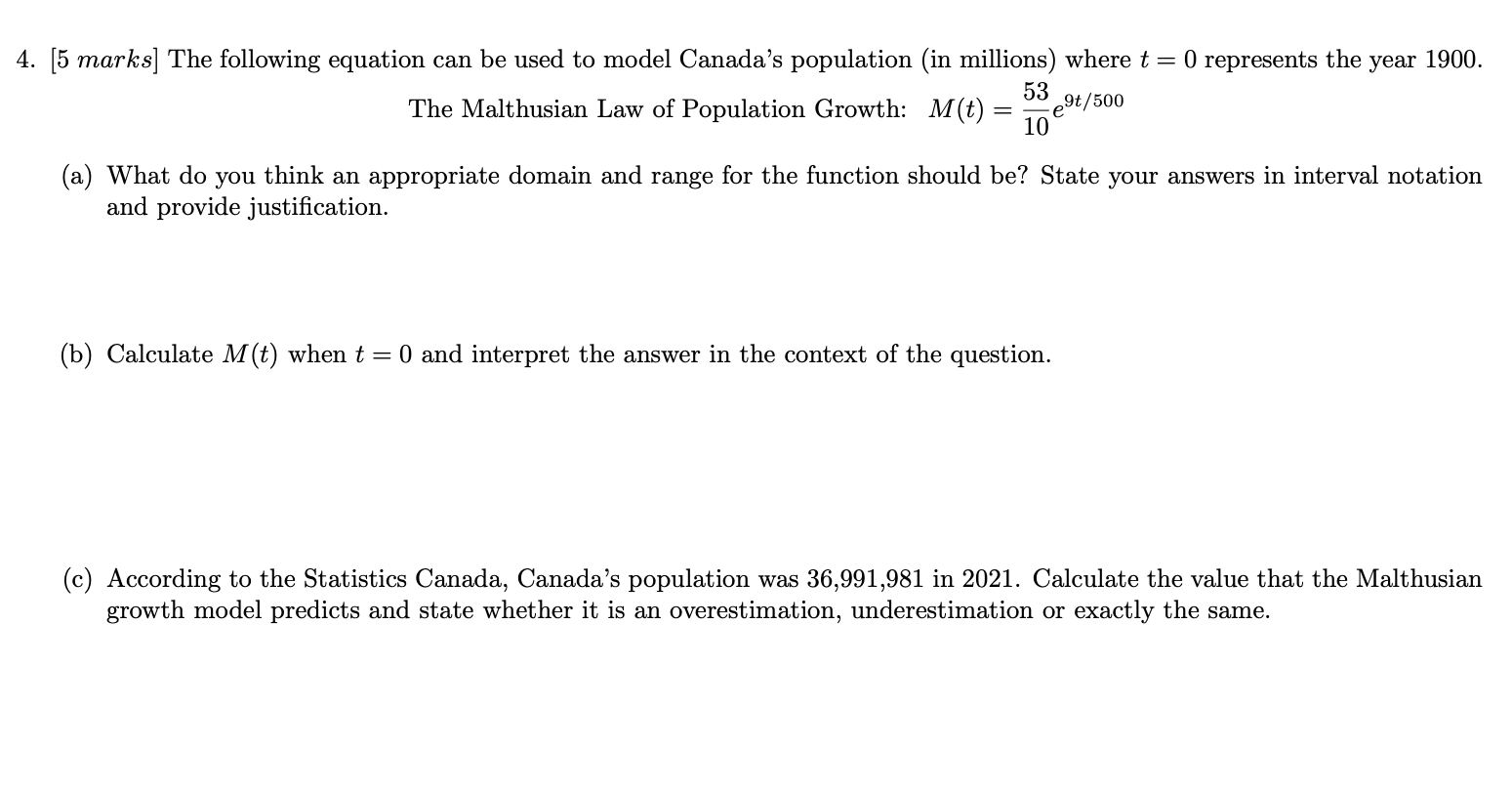 Solved 4. [5 marks] The following equation can be used to | Chegg.com
