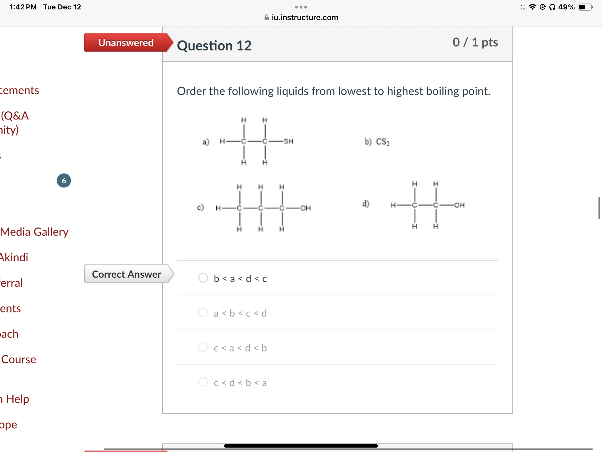 Solved Order the following liquids from lowest to highest | Chegg.com