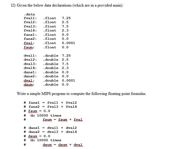 Solved 12) Given the below data declarations (which are in a | Chegg.com