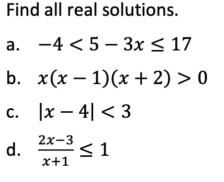 Solved Find all real solutions. a. -4