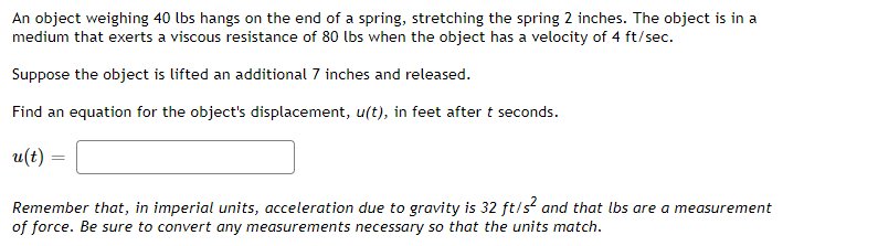 An object weighing 40 lbs hangs on the end of a | Chegg.com